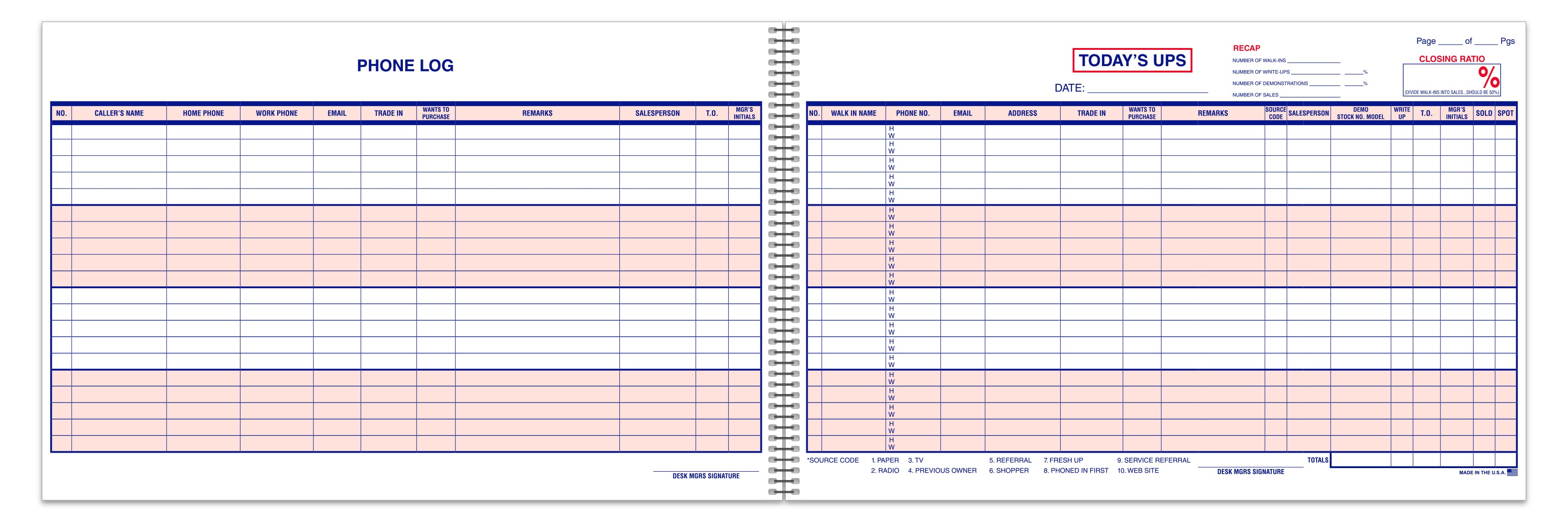 UPS Log Book - 50 Sheets - 11" x 17" – Dealer Depot USA
